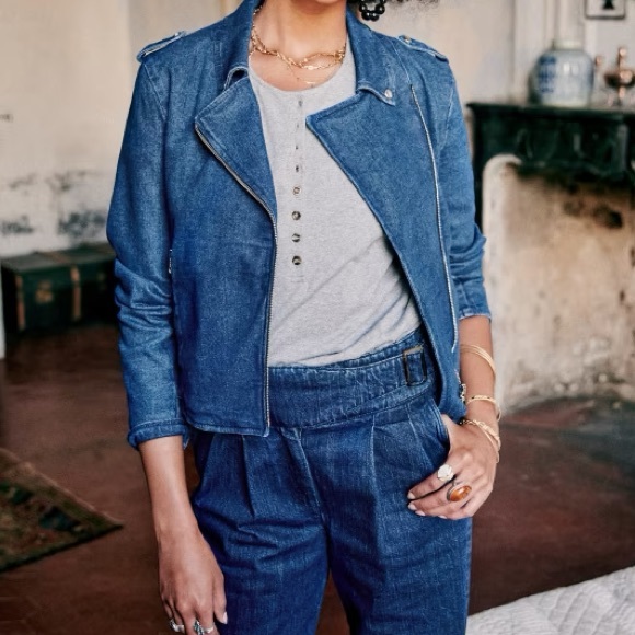 Sezane | Jackets & Coats | Sezane Denim Zig Jacket | Poshmark